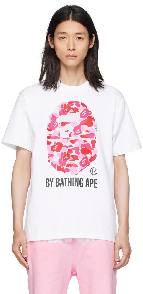 A Bathing Ape White Abc Camo T-Shirt - White X Pink | Editorialist